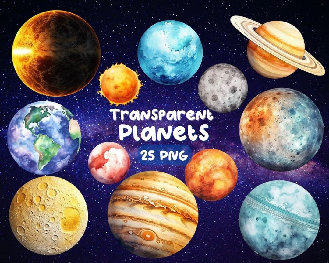 Watercolor Planets PNG Bundle, Digital Crafts Designs Transparent ...