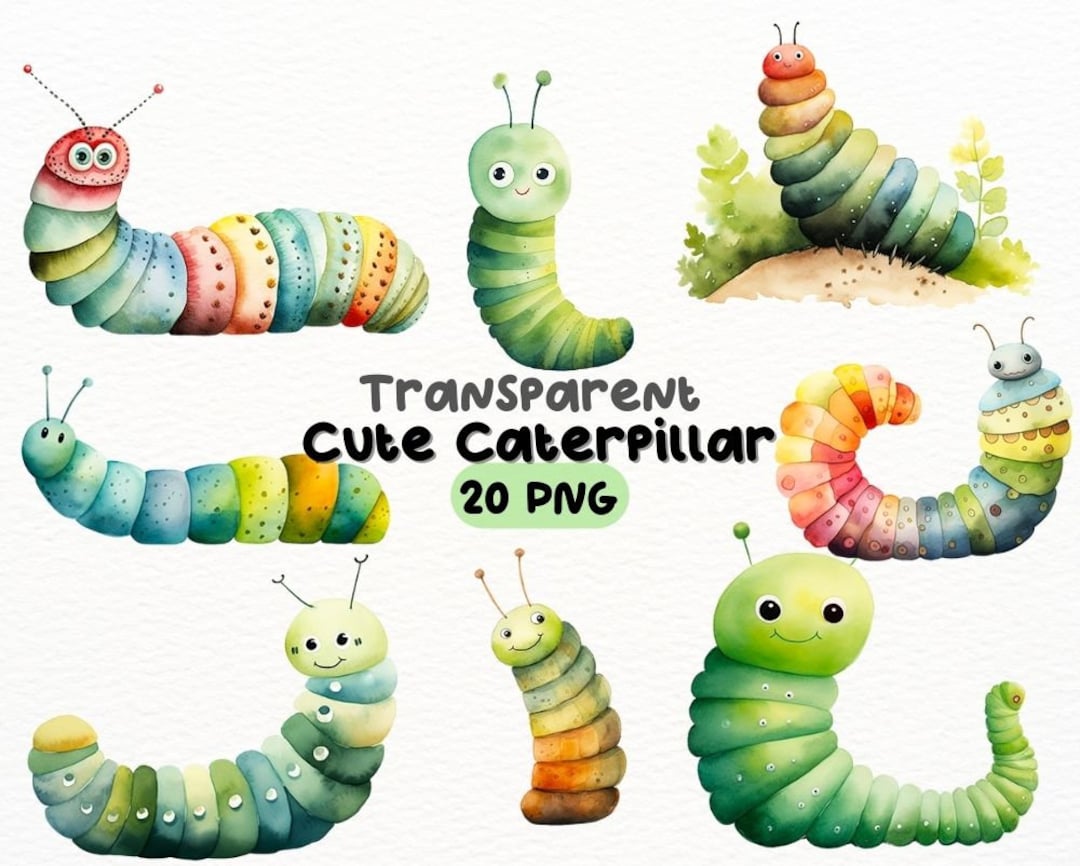 Cute Caterpillar PNG Bundle, Digital Crafts Designs Transparent, Little ...