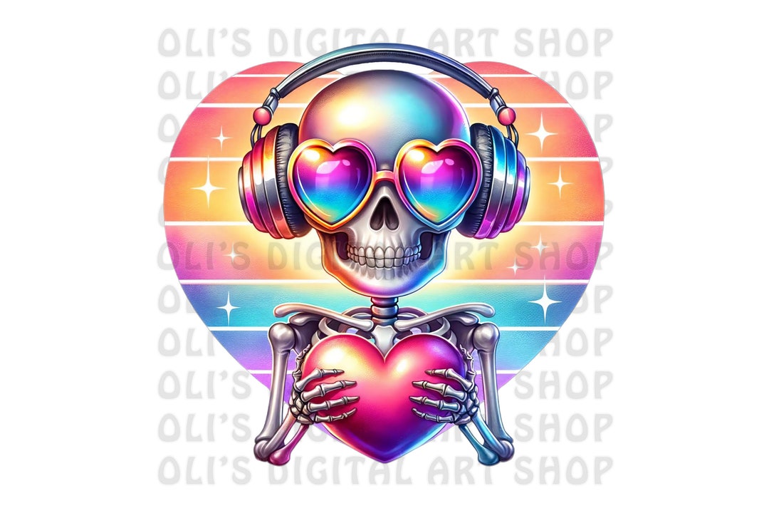 Skeleton With Headphones PNG Sublimation Design Skeleton Clipart ...