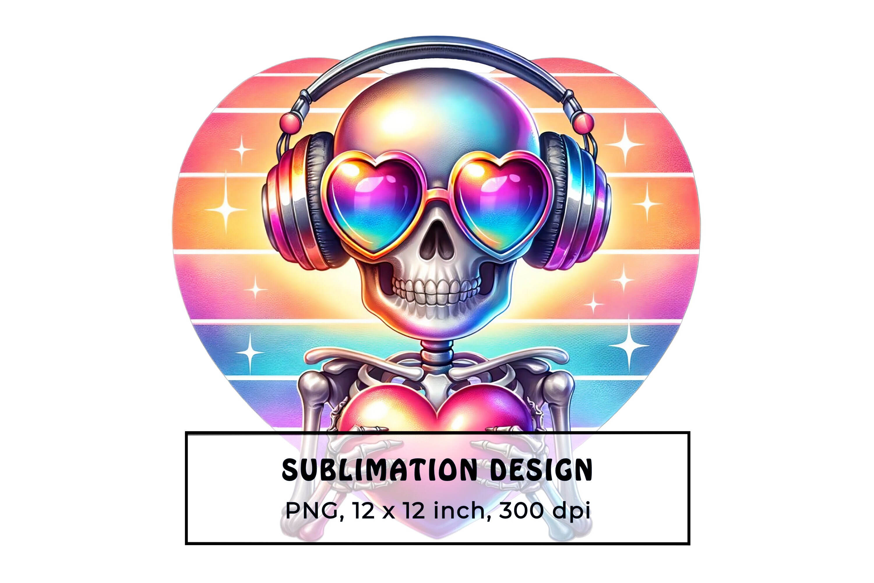 Skeleton With Headphones PNG Sublimation Design Skeleton Clipart ...