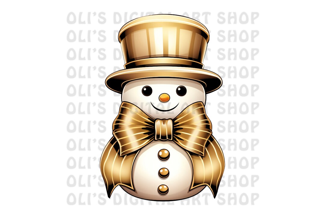 Cute Gold Snowman PNG Christmas PNG Clipart Sublimation Design Digital ...