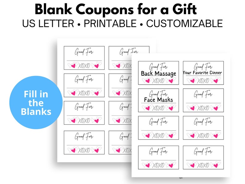 Blank Coupons - Custom Gift - Etsy