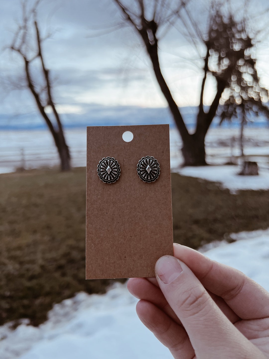 Silver Concho Studs - Etsy