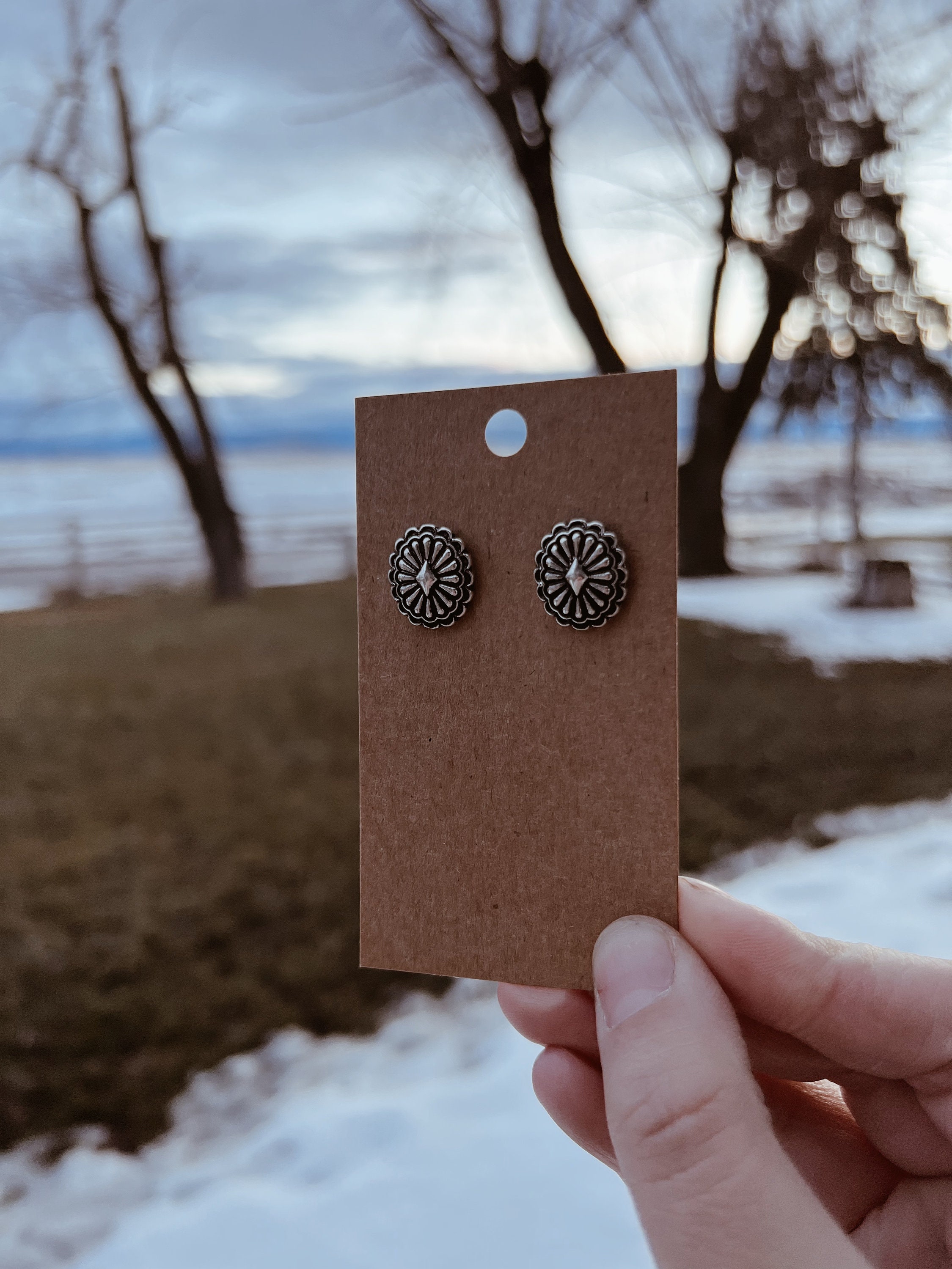 Silver Concho Studs - Etsy
