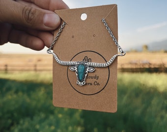 Turquoise Longhorn Necklace and Earring Set - Etsy