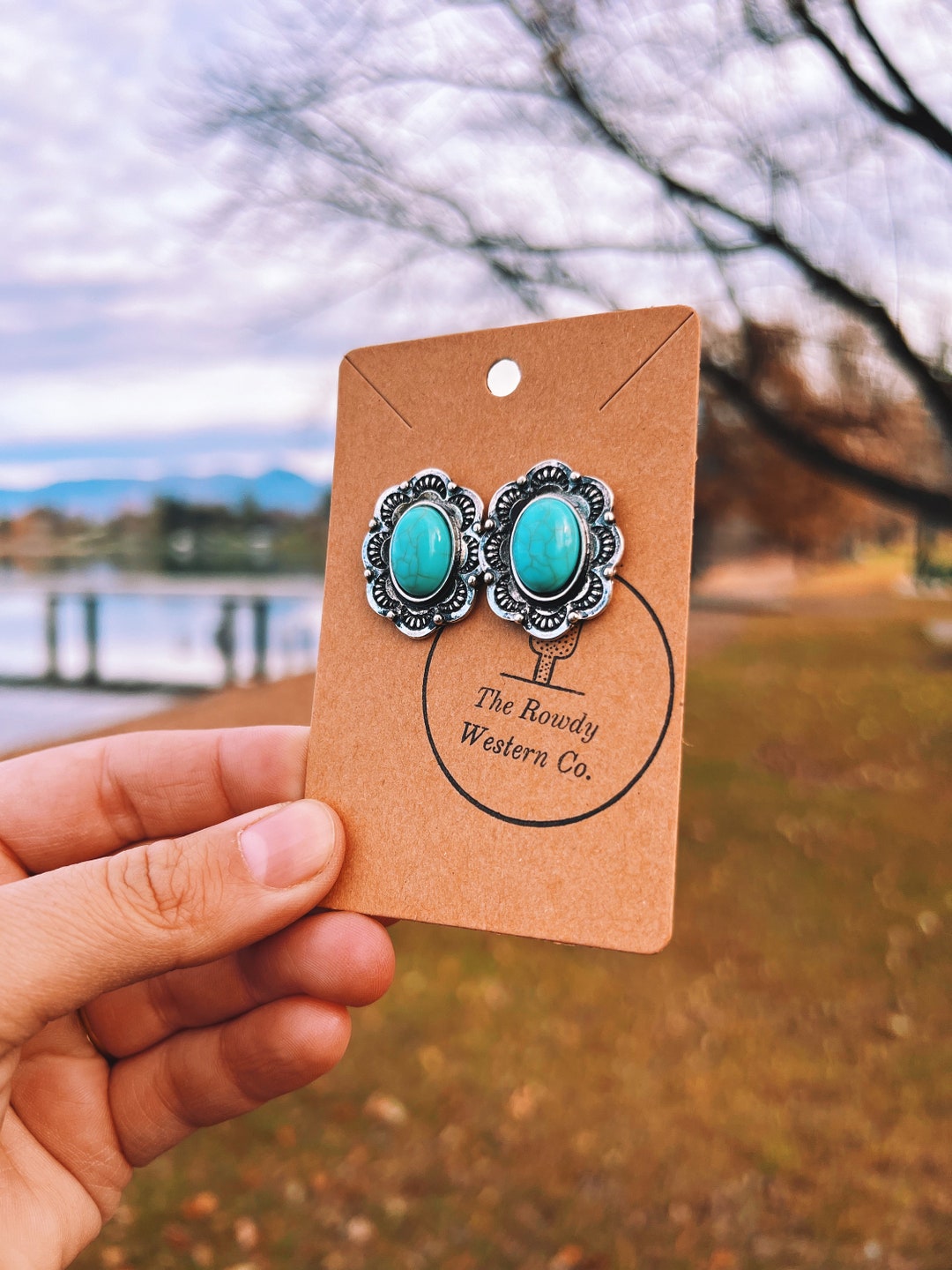 Vintage Concho Turquoise Studs - Etsy