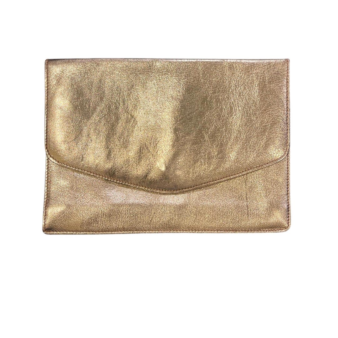 Furla Metallic Gold Leather Envelope Evening Clutch - Etsy