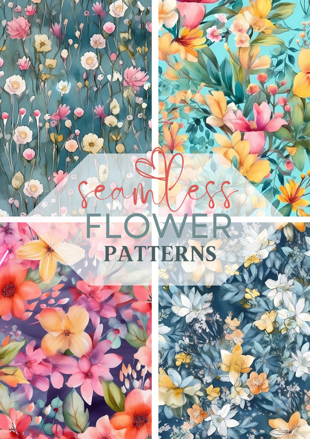 Seamless Floral Paper Watercolor Floral Paper Seamless - Etsy