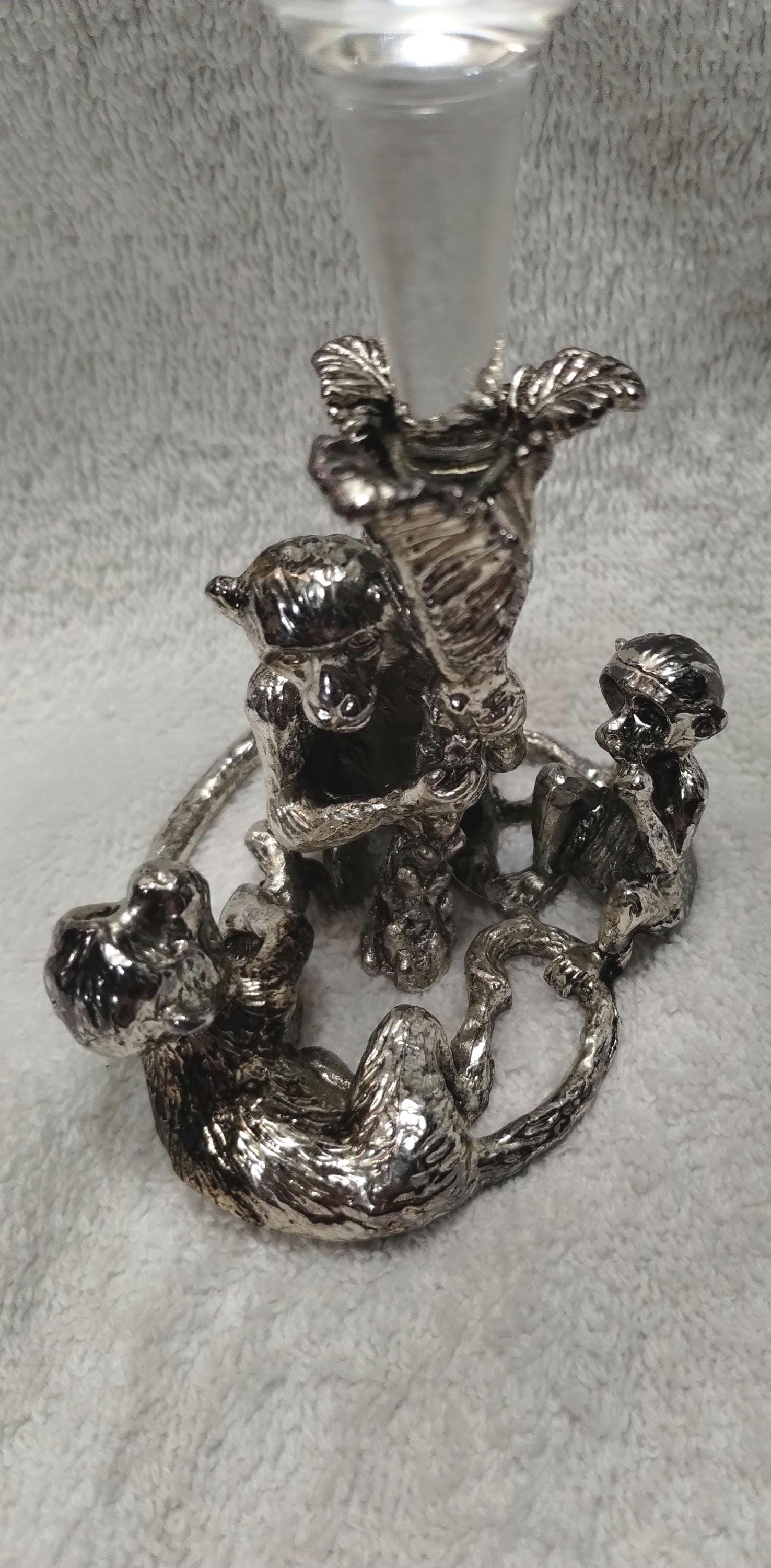 Arthur Court Designs Safari - 3 Monkeys Wine Glass Cast Aluminum - Etsy