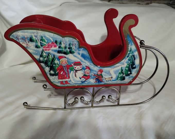 Vintage Wooden Santa’s Sleigh Sled Gold - Etsy