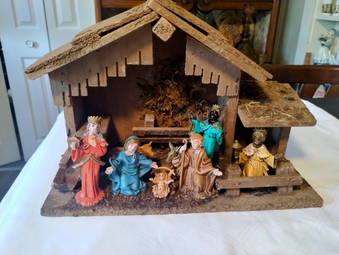 Vintage Italy Nativity, Vintage Creche With 2 Vintage Fontanini Figural ...