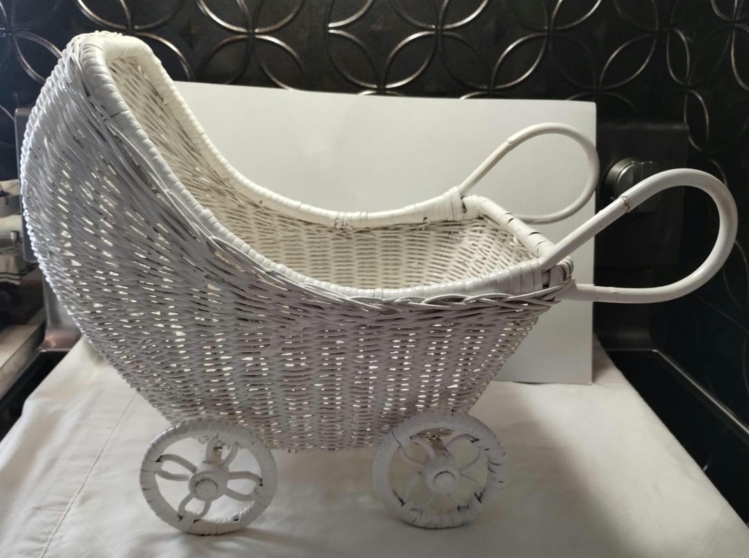 Vintage White Wicker Baby Doll Carriage - Etsy