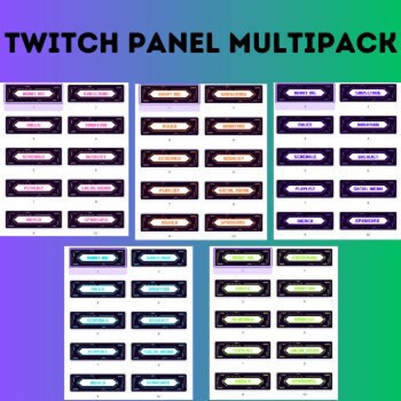 Multipack Twitch Panel Set, Twitch Panels, Downloadable, Digital Art - Etsy
