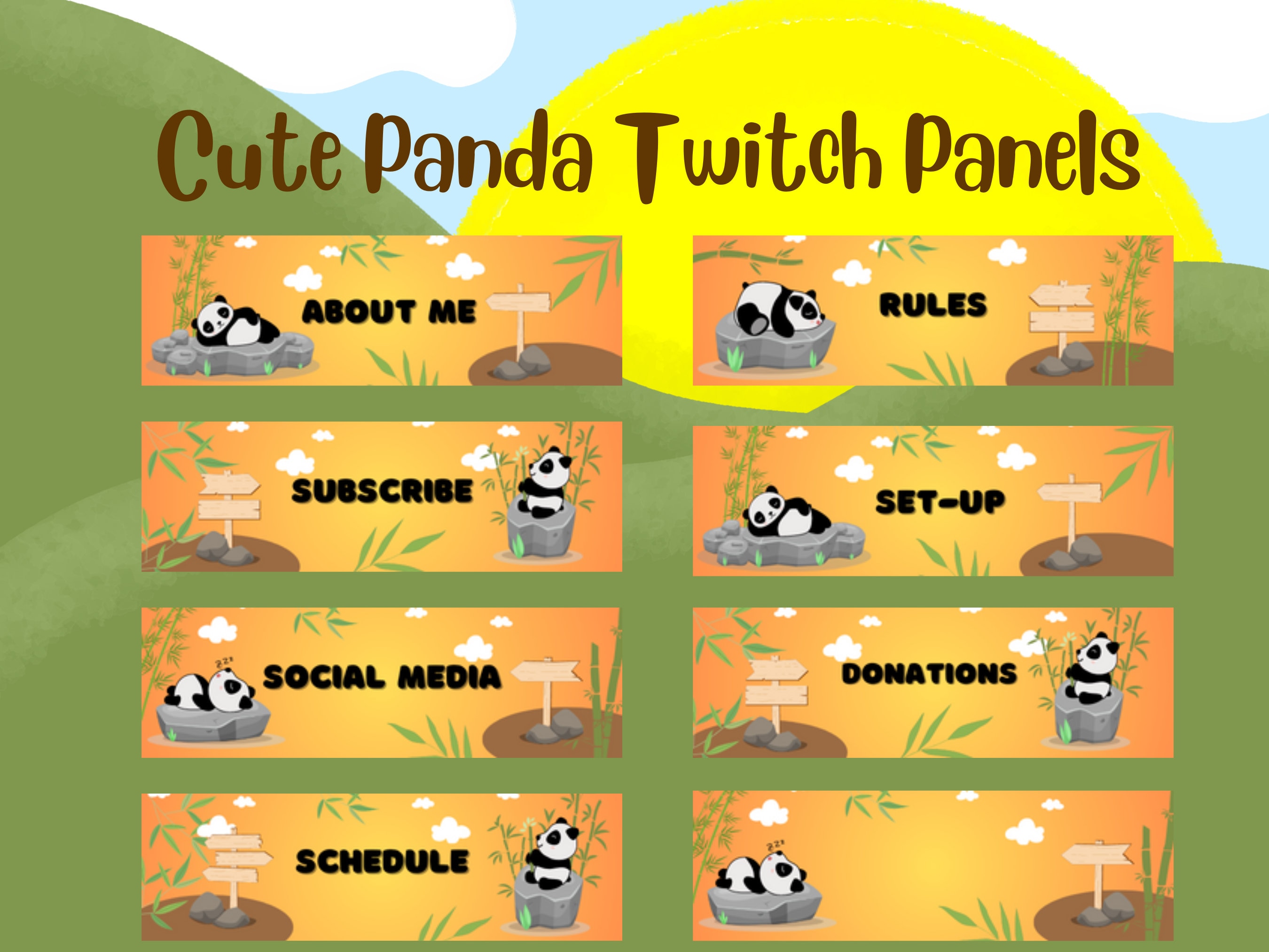 Cute Panda Twitch Panels, Twitch Panels, Cheap Twitch Panels, Digital ...