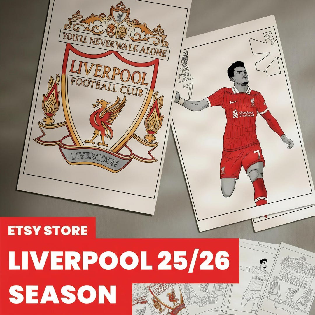 Liverpool FC 25/26 Season Coloring Pages - 16 Printable Kids Activity ...