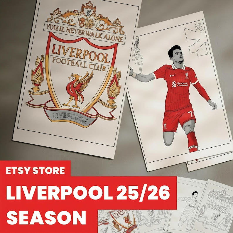 Liverpool FC 25/26 Season Coloring Pages - 16 Printable Kids Activity ...