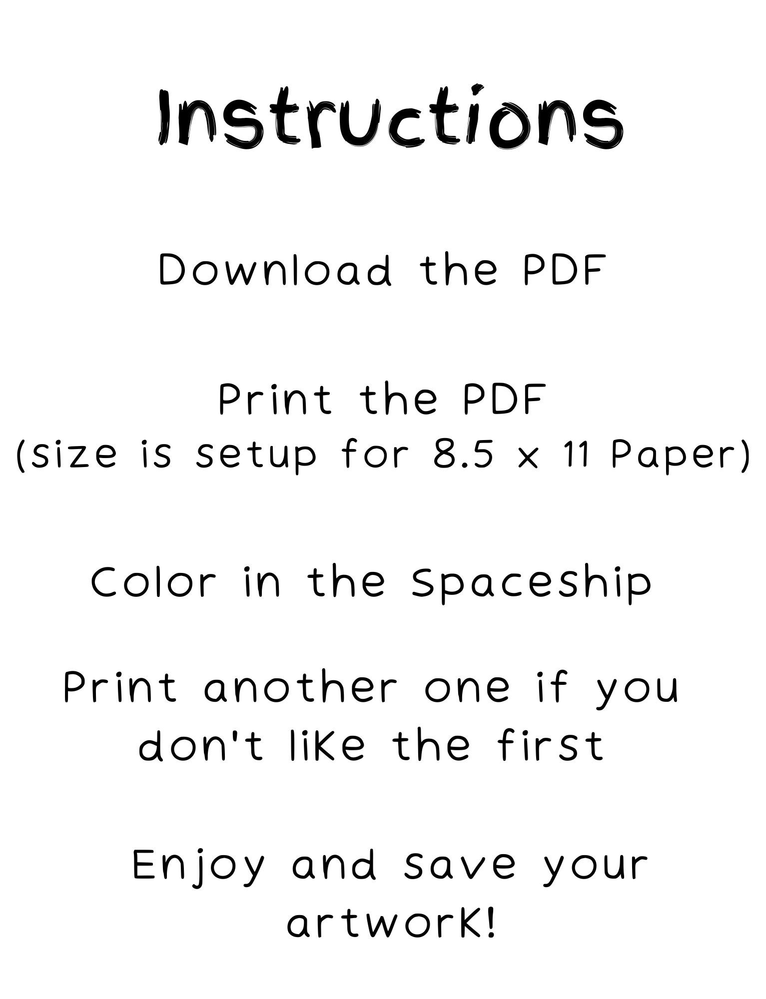 Spaceship Coloring Page for Kids (print at Home) - Digital Download ...