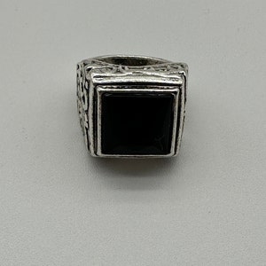 Black Onyx Signet Ring Men, Sterling Silver Mens Ring, Square Stone ...