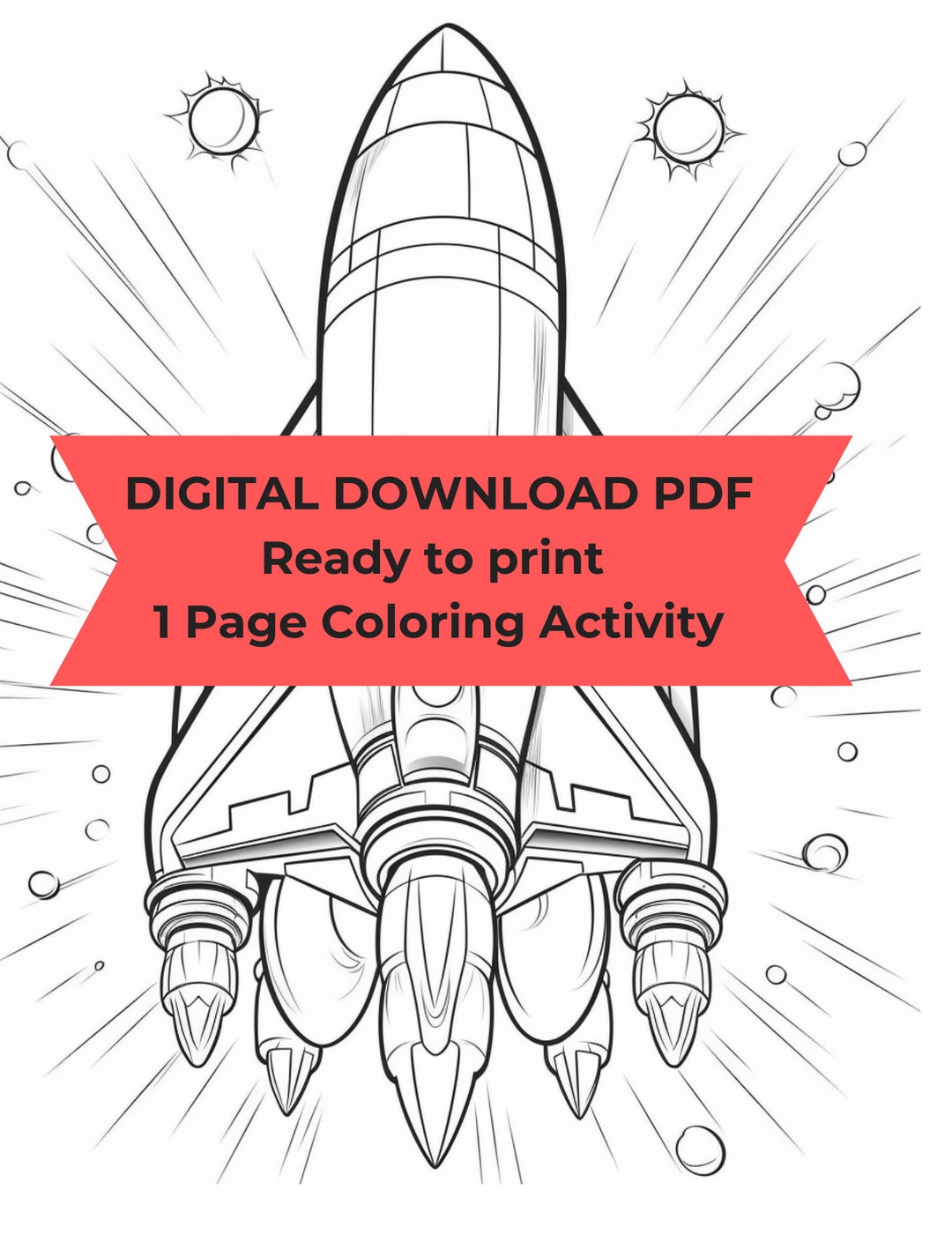 Spaceship Coloring Page for Kids (print at Home) - Digital Download ...