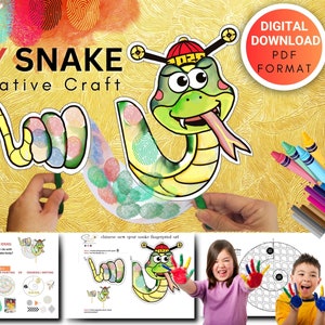Lunar New Year 2025 Cute Snakes Craft Kit Printable With Fingerprint ...