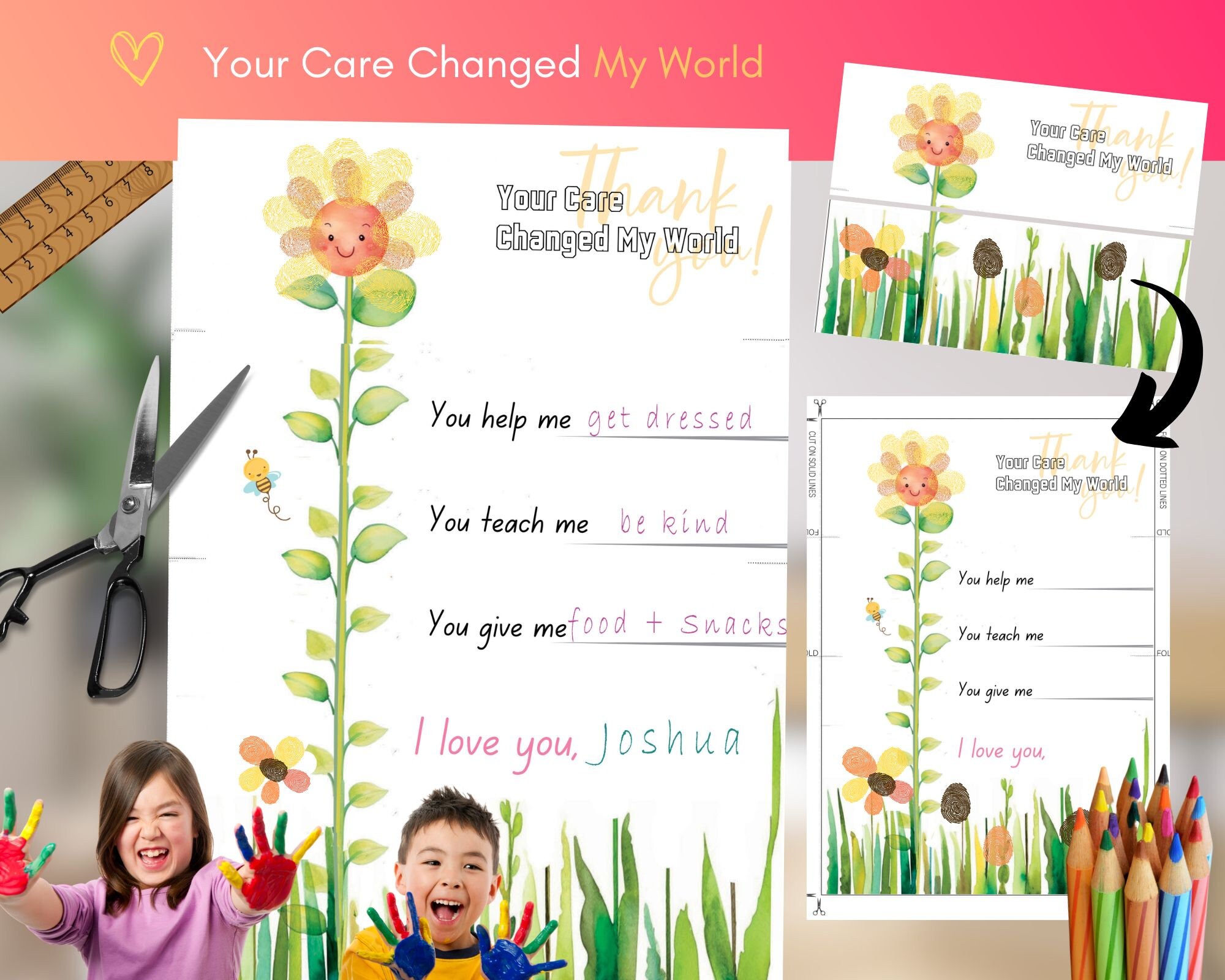 Say Thank You Creative Kit DIY Pop-up Fingerprint Card DIY Pop up Card ...