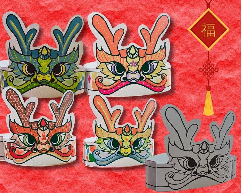 Paper Hat Dragon Crown Printable Dragon Birthday Hat Dragon Coloring ...