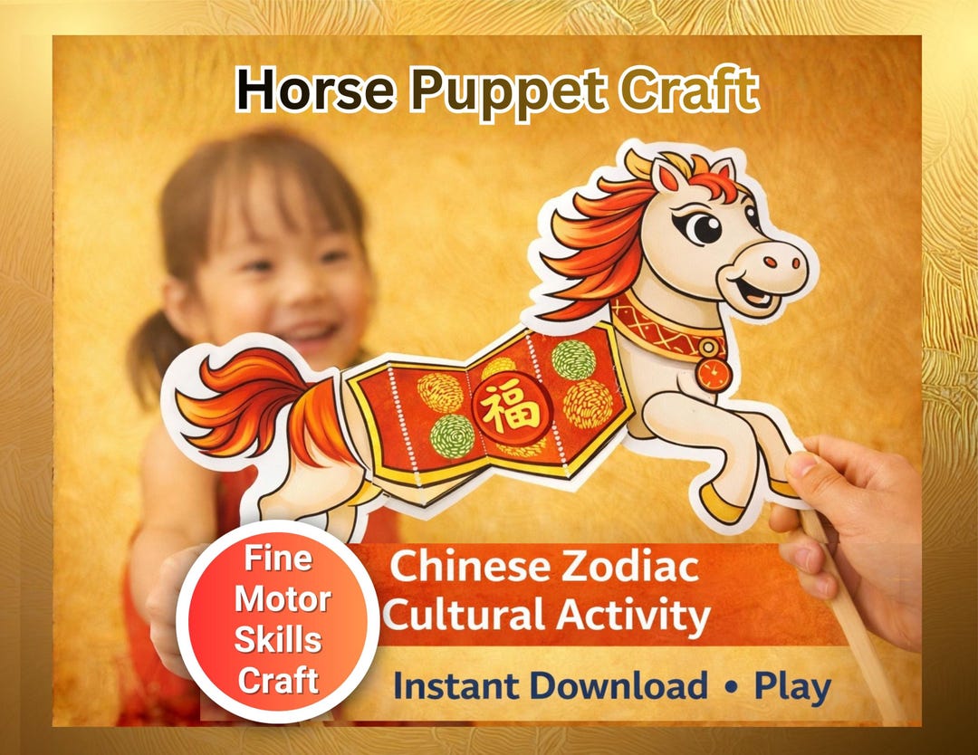 Horse Puppet Craft Printable for Kids Chinese Zodiac Horse Craft ...