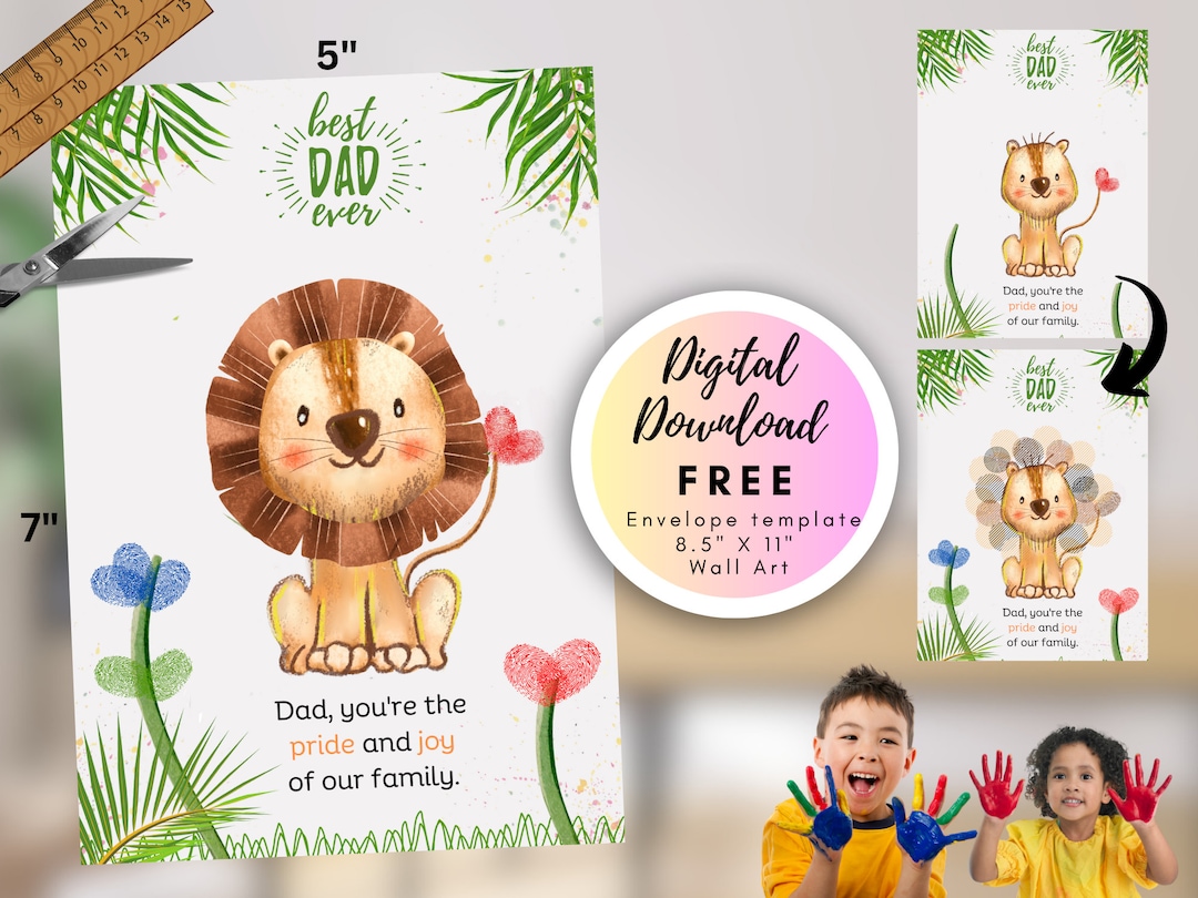 Lion Dad Handprint Best Dad Ever Card DIY Kids Activity Fingerprint ...