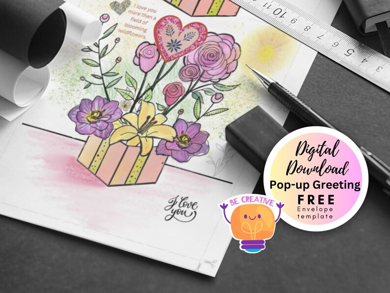 Coloring Pop-up Card Printable Cards for Coloring Declaration of Love ...