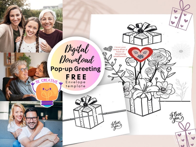 Coloring Pop-up Card Printable Cards for Coloring Declaration of Love ...