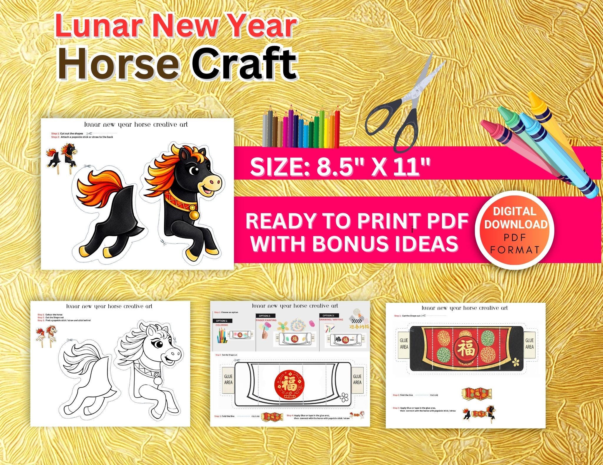 Horse Craft for Boys Printable, Hands-on Lunar New Year Classroom ...