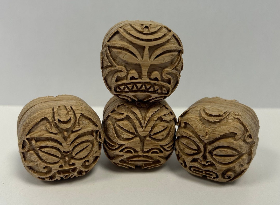 Solid Oak Tiki Maori Style Stackable Totem Executive Wood Desk Toy ...
