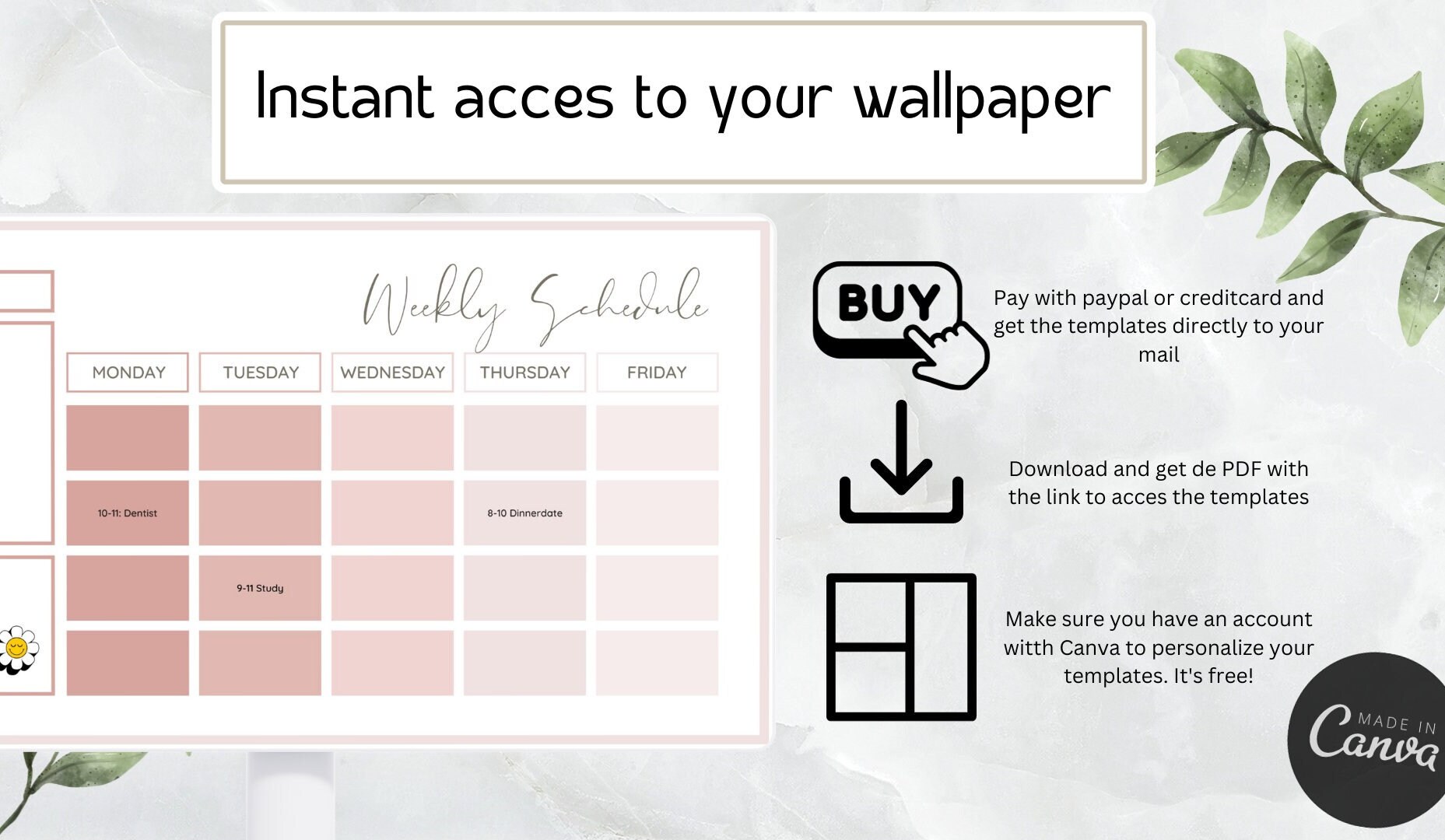 Desktop Wallpaper Organizer Aesthetic, Customizable With Canva, School ...