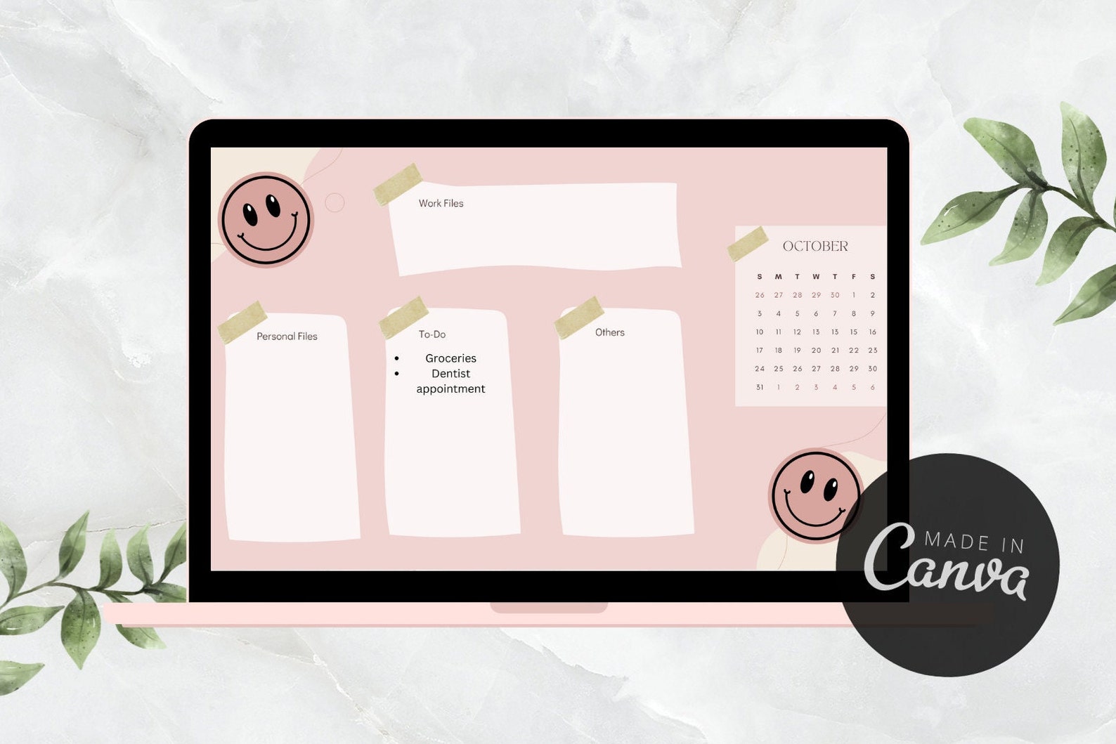 Desktop Wallpaper Organizer Aesthetic, Customizable With Canva, School ...