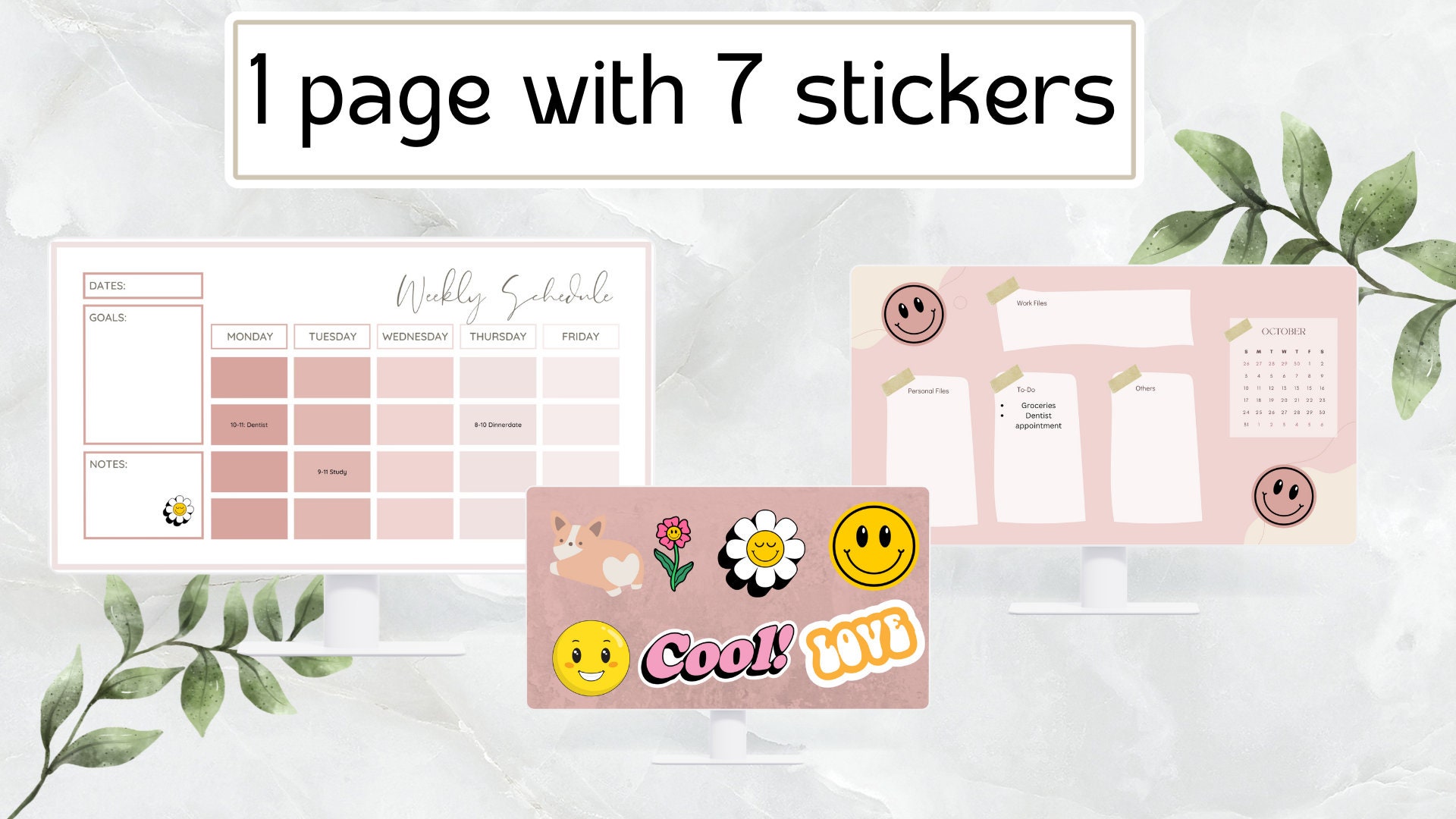 Desktop Wallpaper Organizer Aesthetic, Customizable With Canva, School ...