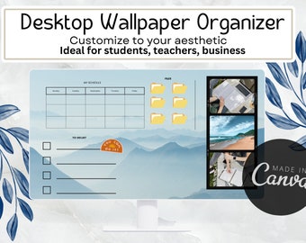 Desktop Wallpaper Organizer Aesthetic, Customizable With Canva, School ...