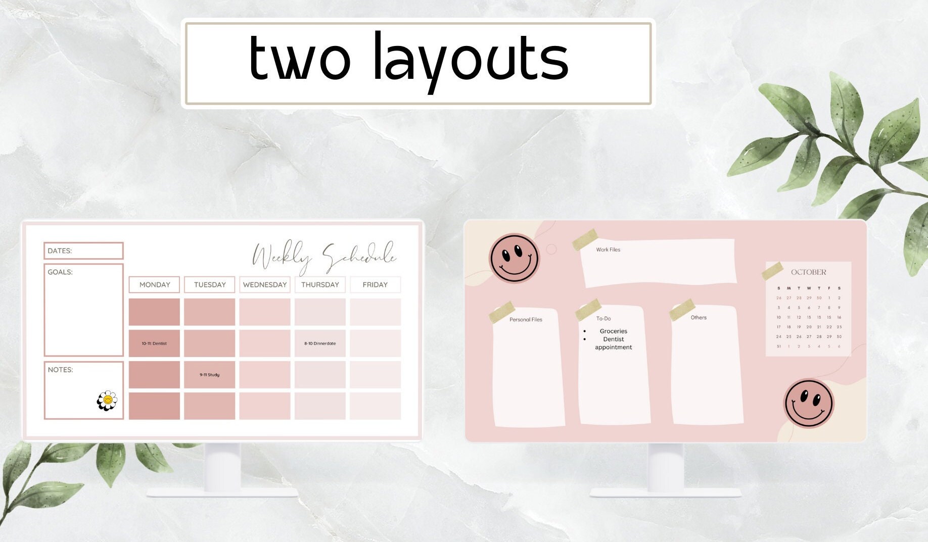 Desktop Wallpaper Organizer Aesthetic, Customizable With Canva, School ...