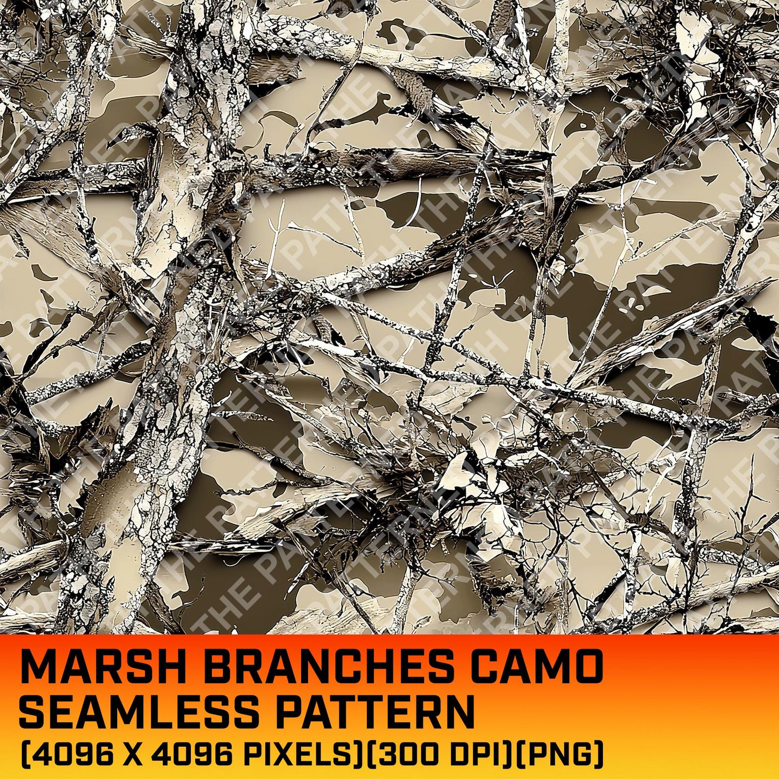 Marsh Branches and Leaves Swamp Digital Seamless Pattern, Marsh Camo, Hunting Camouflage ...