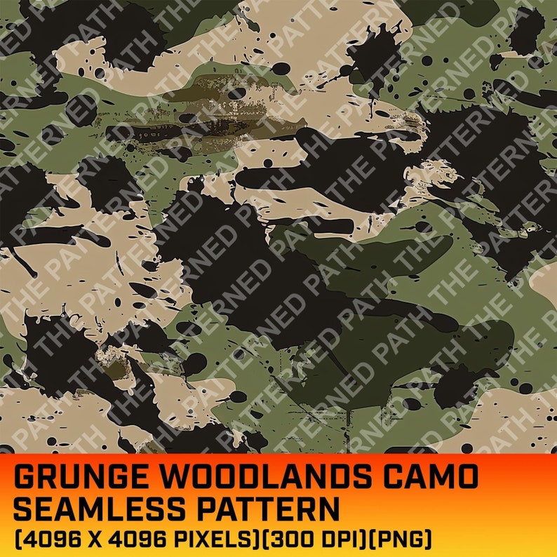 Grunge Woodlands Camo Digital Seamless Pattern, Tactical Camouflage ...