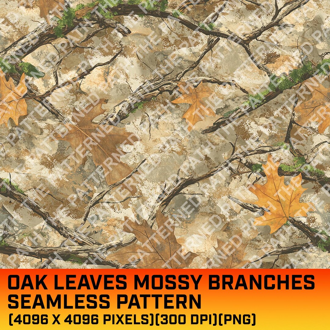 Oak Tree Moss Camouflage Seamless Digital Pattern, Camo, Hunting, Oak ...