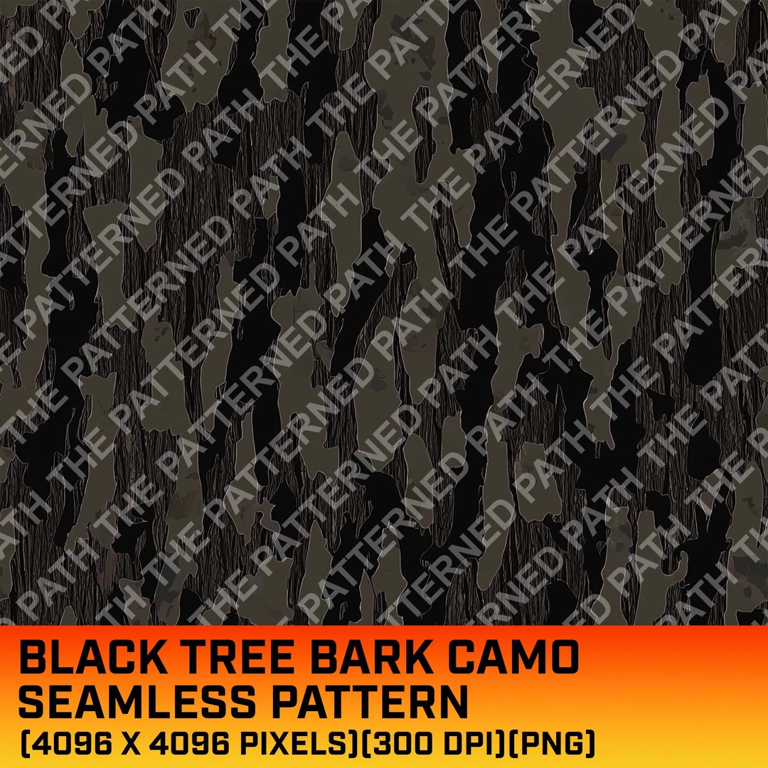 Black Tree Bark Camouflage Pattern, Digital Paper, Hunting Camo ...