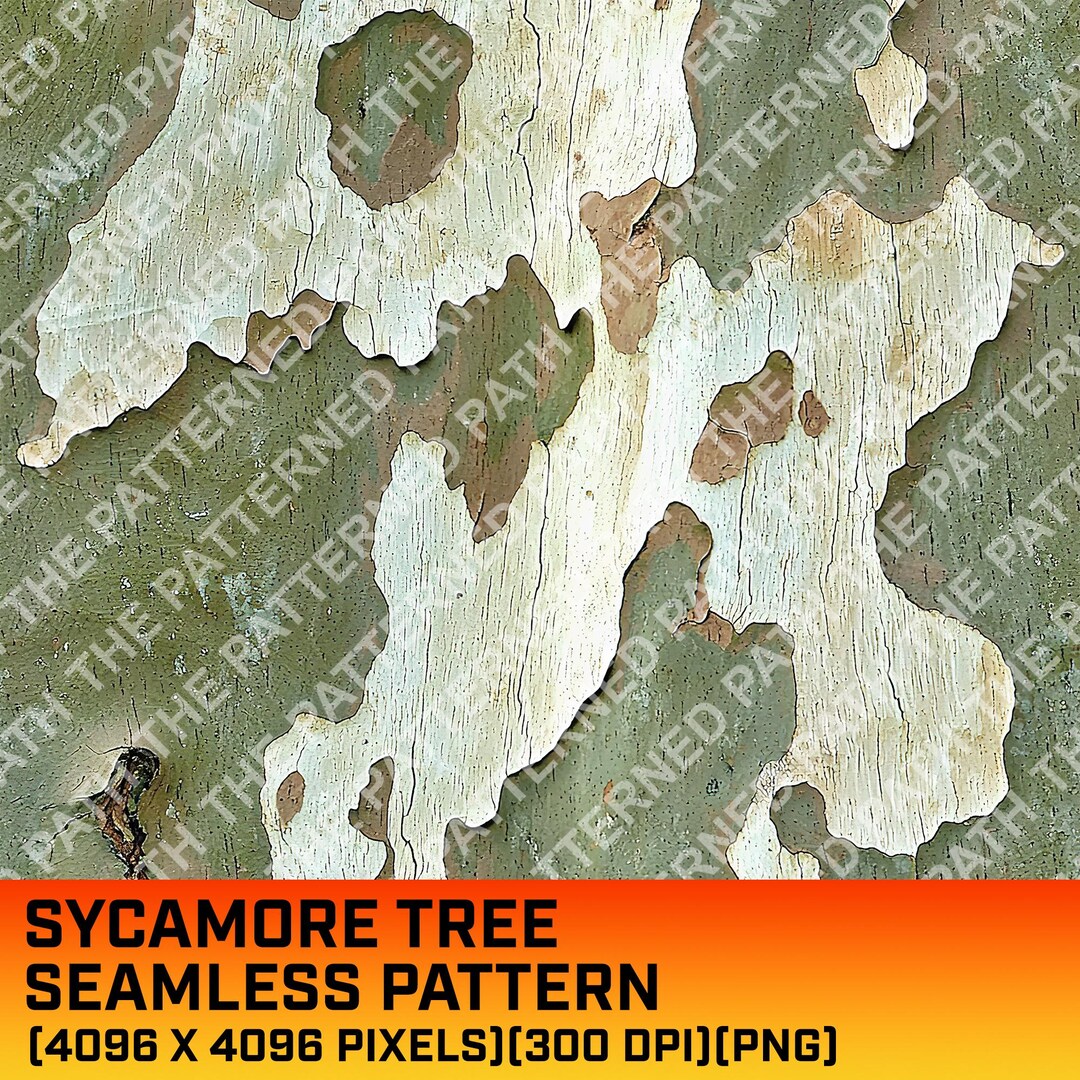 Sycamore Tree Bark Seamless Digital Camouflage Pattern, Realistic Real ...