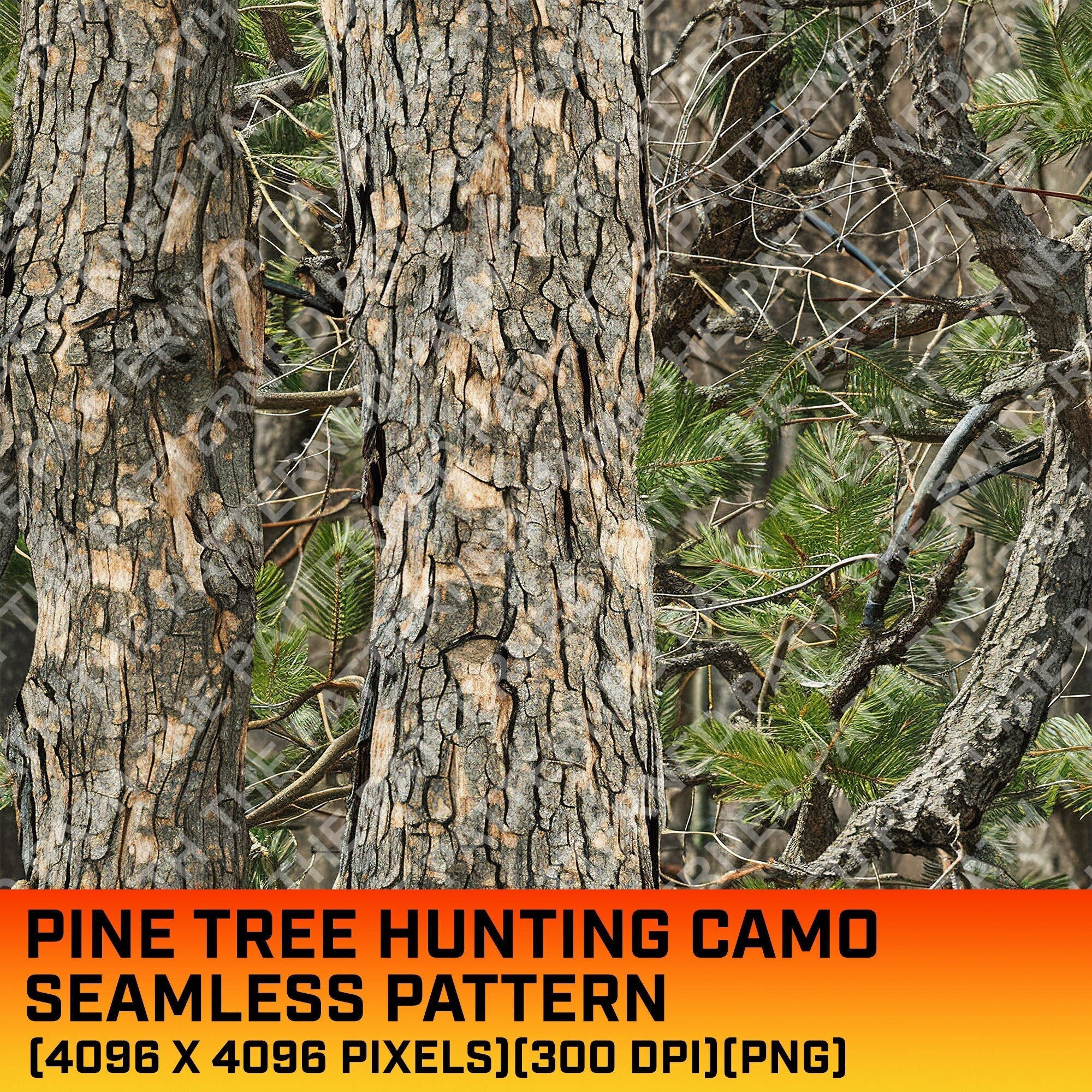 Pine Tree Camouflage Digital Pattern, Seamless Pattern, Hunting Pattern ...
