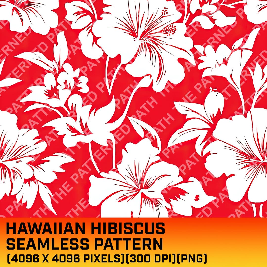Hawaiian Hibiscus Floral Digital Seamless Pattern, Tropical Beachy ...