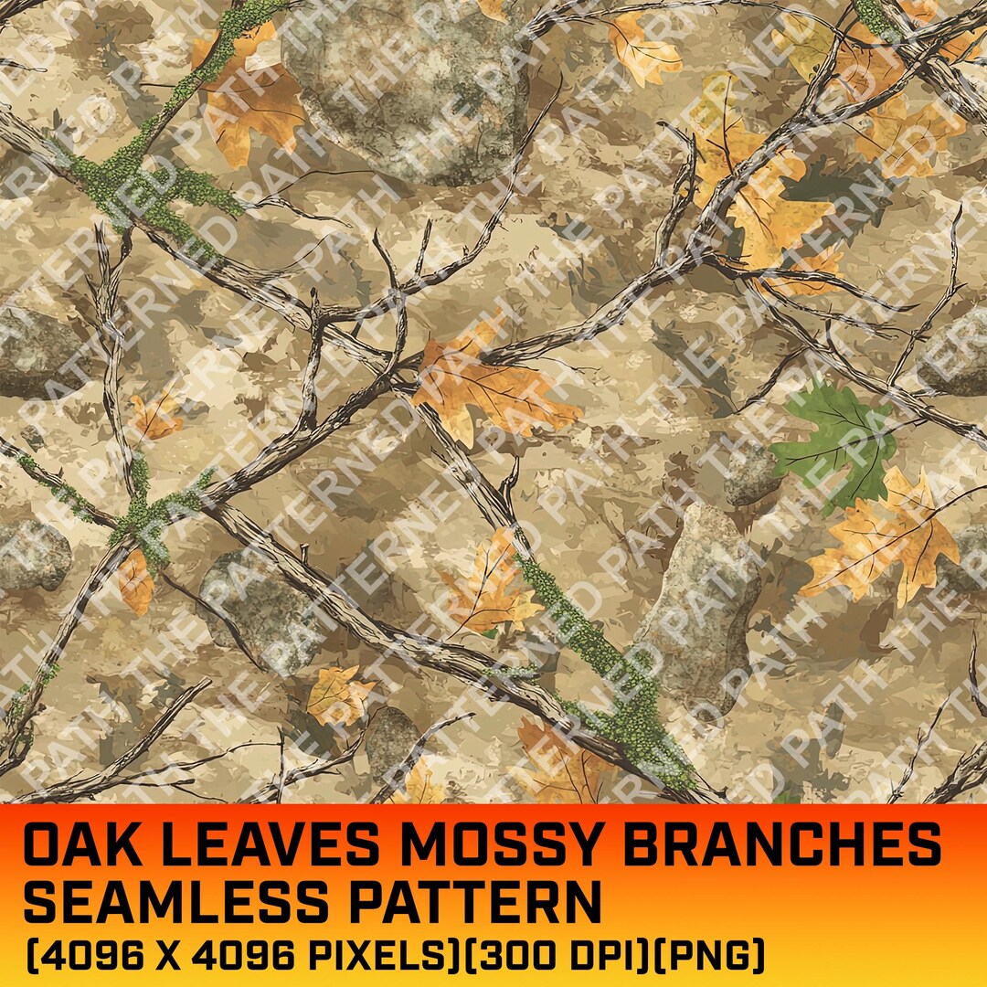 Oak Tree Moss Camouflage Seamless Digital Pattern, Camo, Hunting, Oak ...