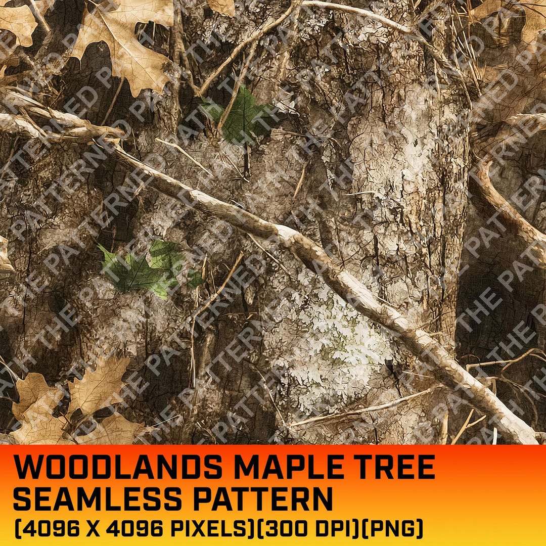 Woodlands Maple Tree Camouflage Seamless Digital Pattern, Camo, Hunting ...