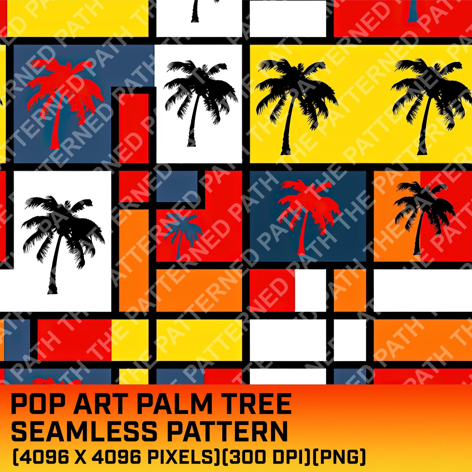 Pop Art Rectangles Palm Tree Pattern Tropical Tree Summer - Etsy