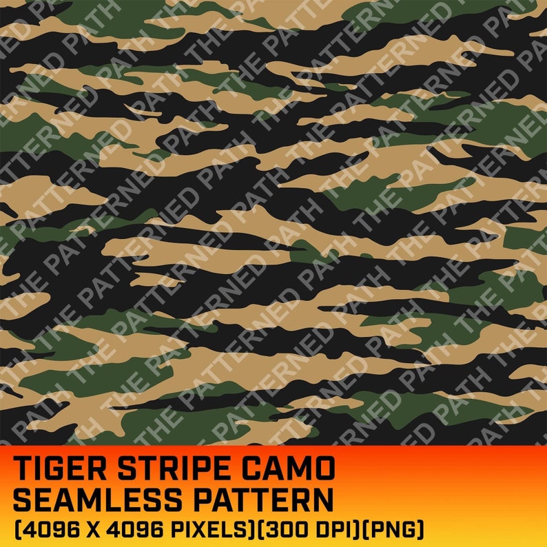 Vintage Tiger Stripe Camouflage Pattern, Digital Pattern, Hunting Camo ...