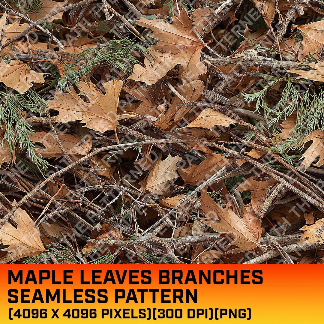 Maple Tree Leaves Camouflage Seamless Digital Pattern, Camo, Hunting ...