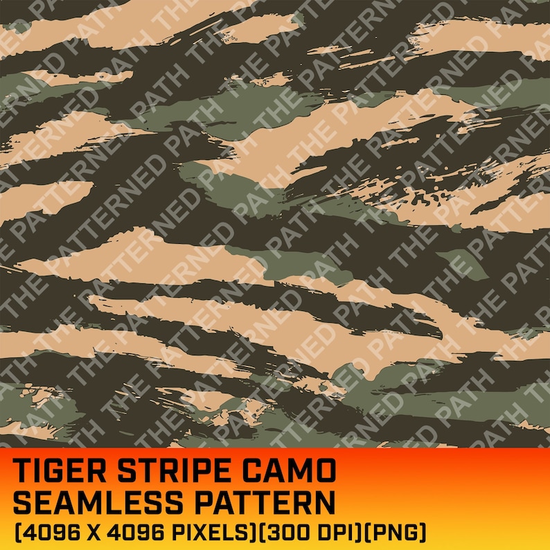 Vintage Tiger Stripe Camouflage Seamless Digital Pattern, Tactical Camo ...